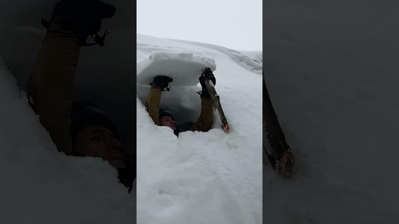 2 DAYS in the Snow cave / Giant Winter Bushcraft Shelter ASMR | WW3 ...